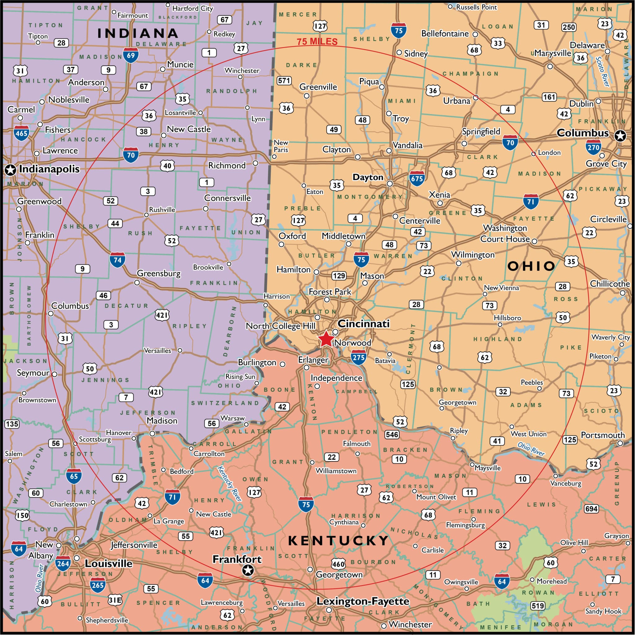 Custom Territory & Radius Maps | Digital Vector & Wall