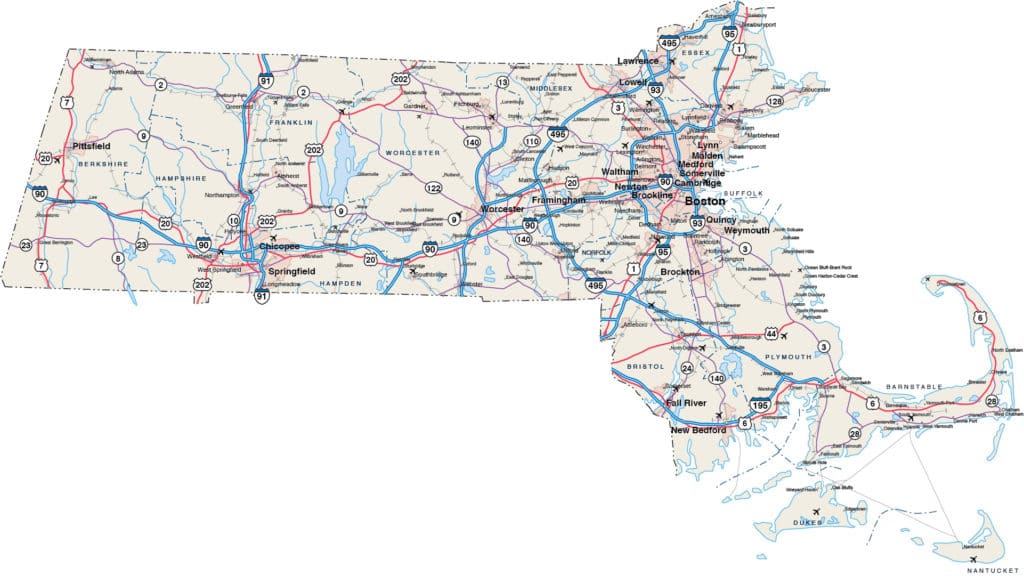 Massachusetts Map | Digital Vector | Creative Force
