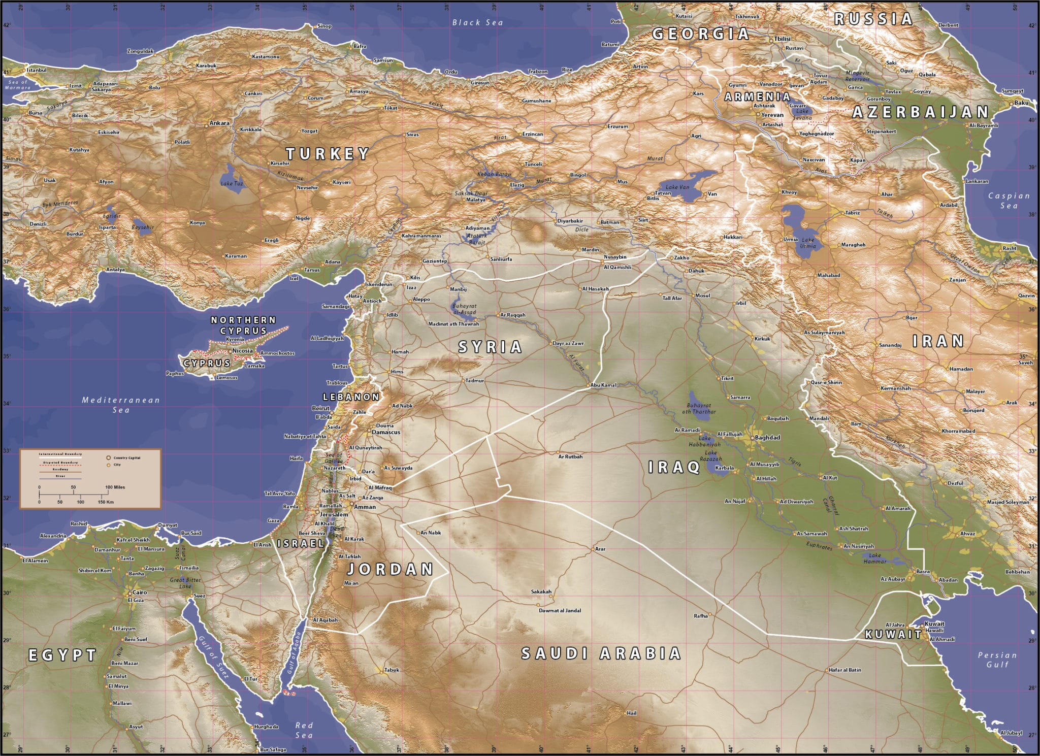 Syria Shaded-Relief Map | Digital Vector | Creative Force Syria Shaded-Relief Map | Digital Vector | Creative Force