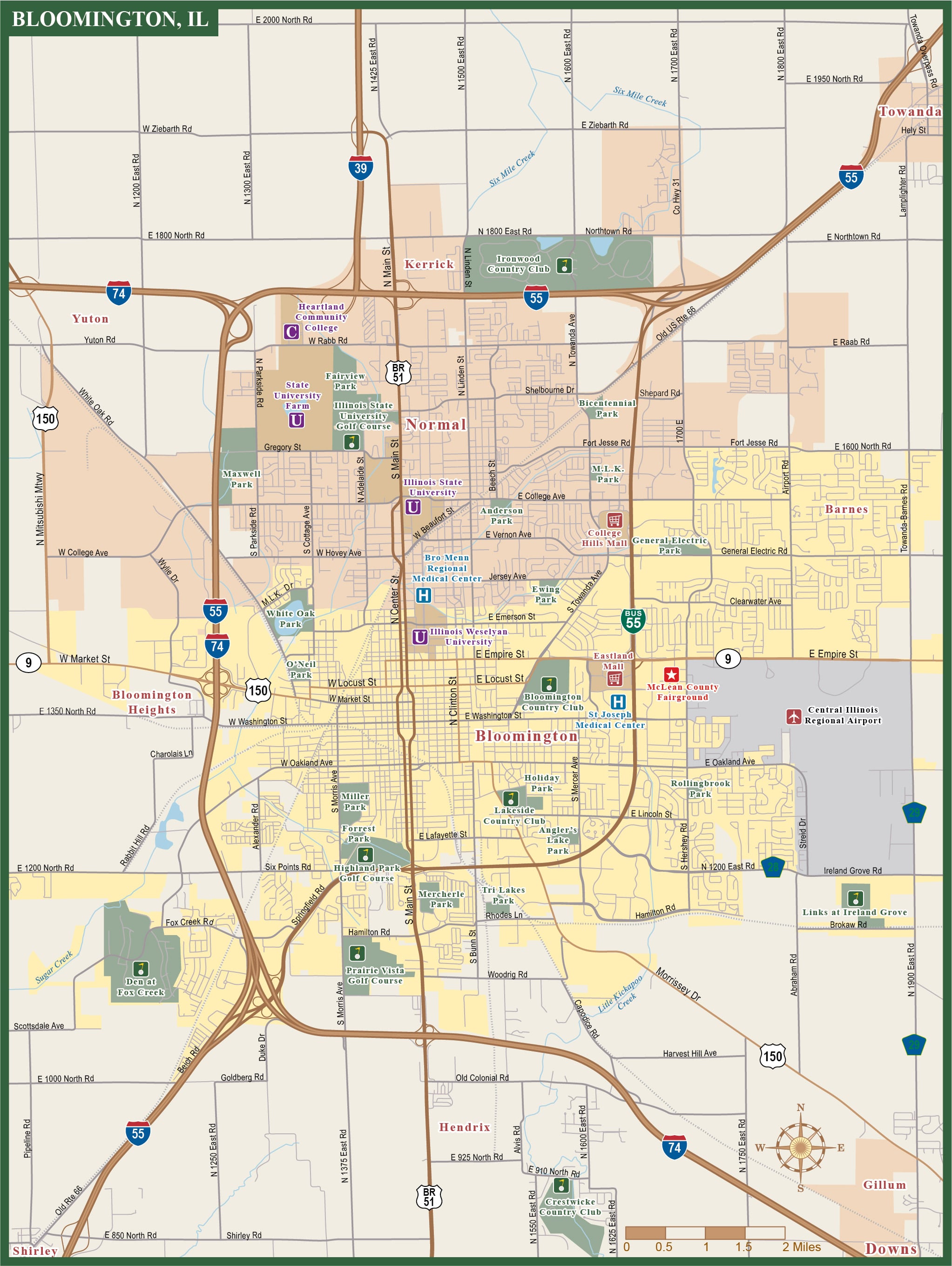 Map Of Bloomington Normal Illinois