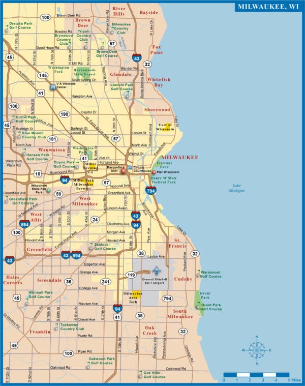Milwaukee Downtown Map | Digital Vector | Creative Force