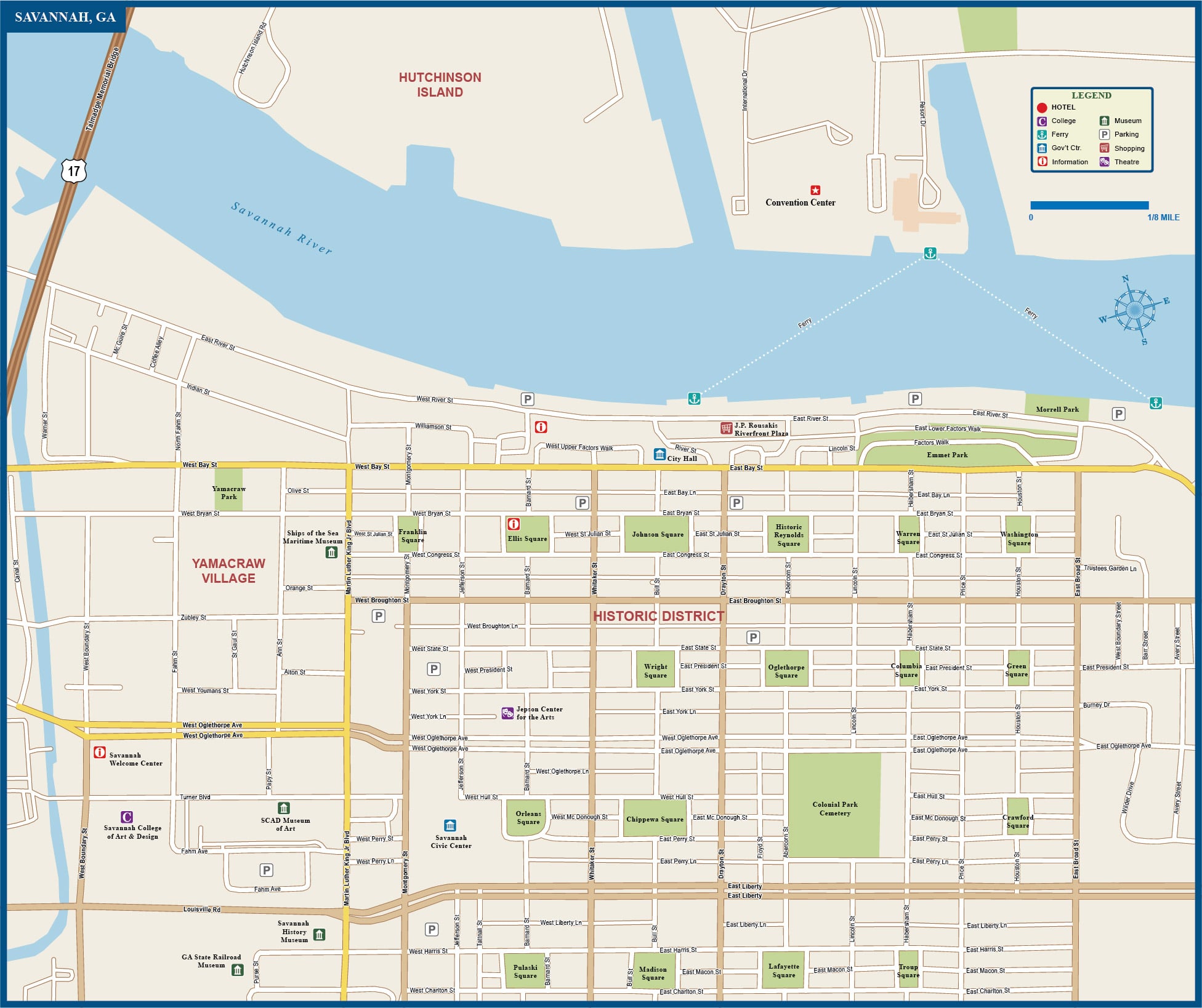 Savannah Downtown Map Digital Vector Creative Force Savannah Downtown Map Digital Vector Creative Force